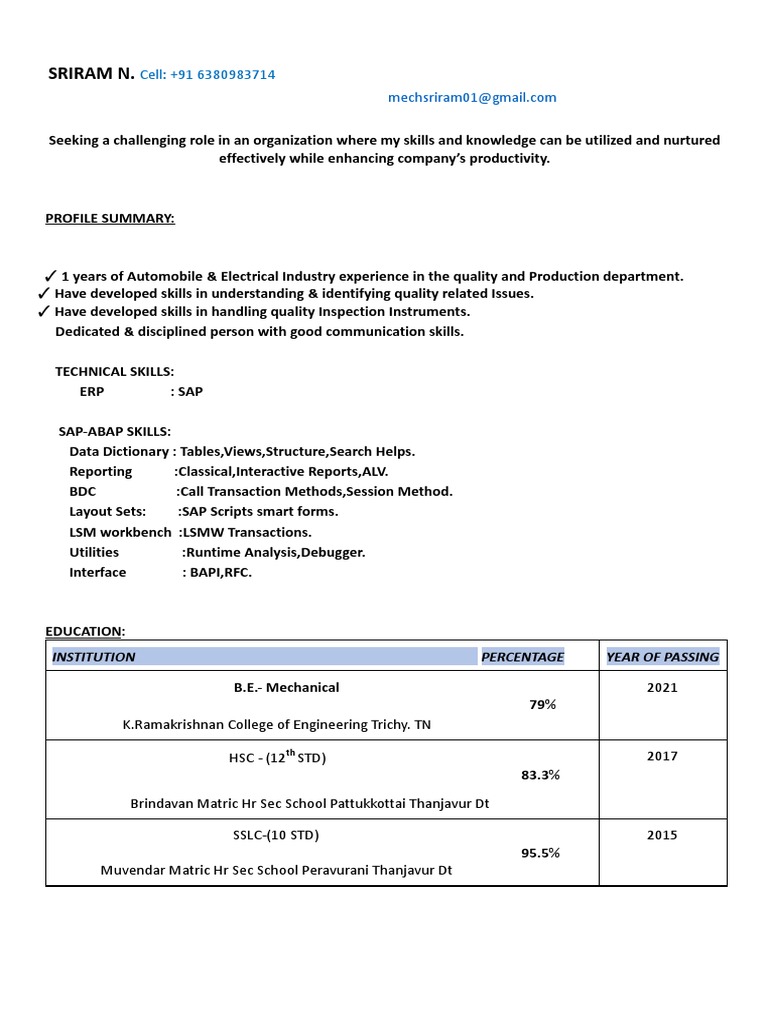 Sriram Resume | PDF