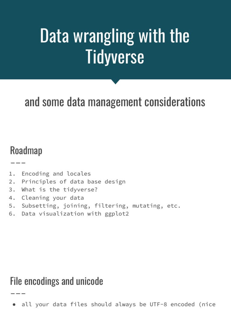 Intro To Data Managment With The Tidyverse | PDF