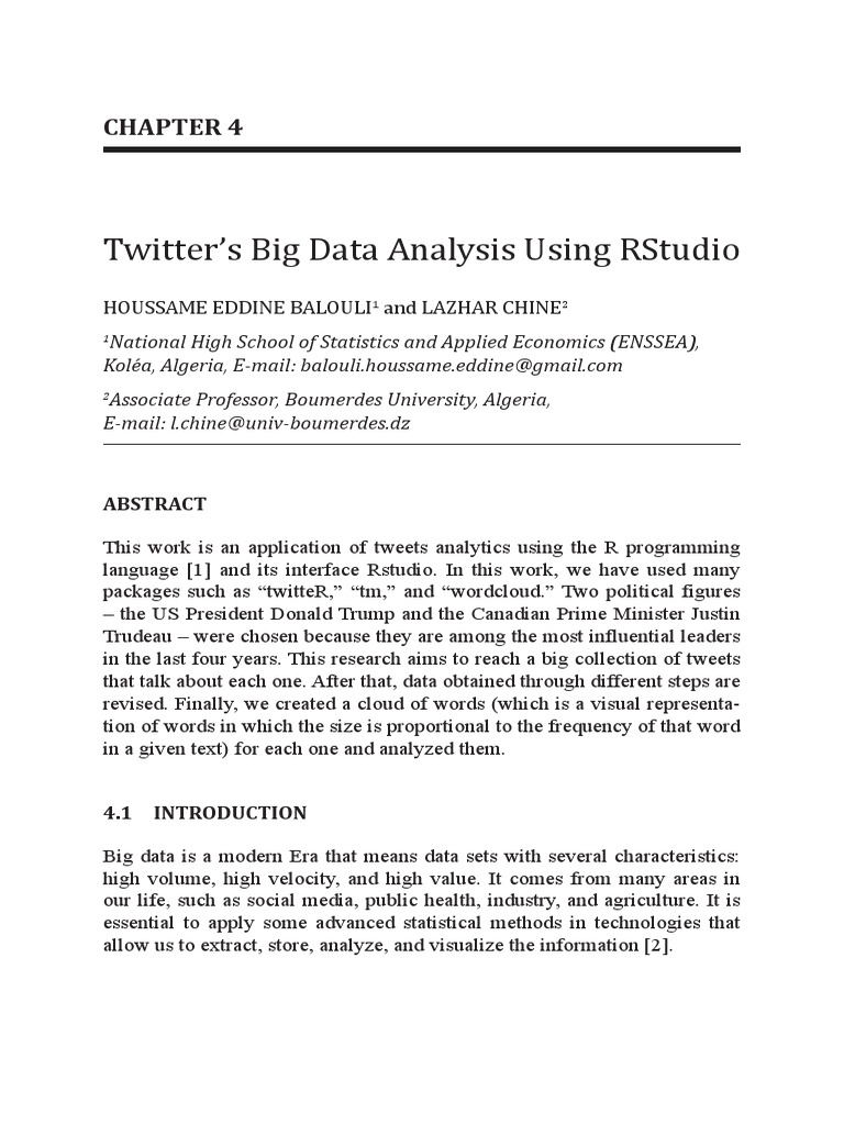 Twitter's Big Data Analysis Using RStudio | PDF | Analytics | Big Data Twitter's Big Data Analysis Using RStudio | PDF | Analytics | Big Data