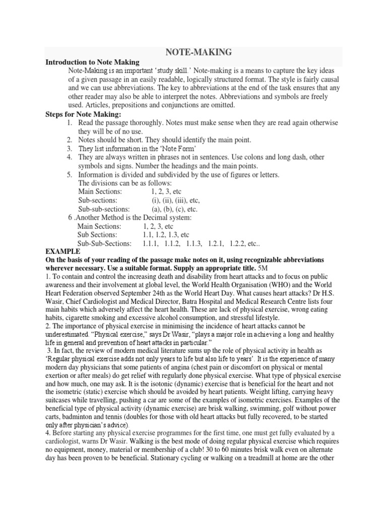 Note Making Grade 11 | PDF
