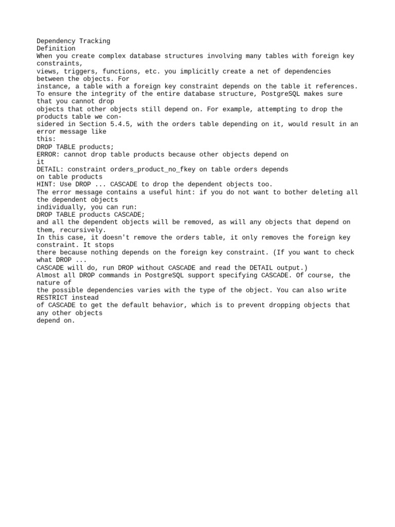 Understanding PostgreSQL Dependency Tracking | PDF