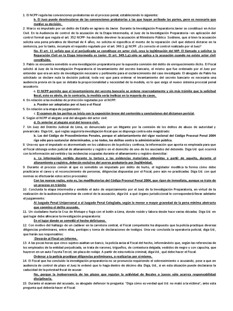Preguntas y Respuestas NCPP | PDF