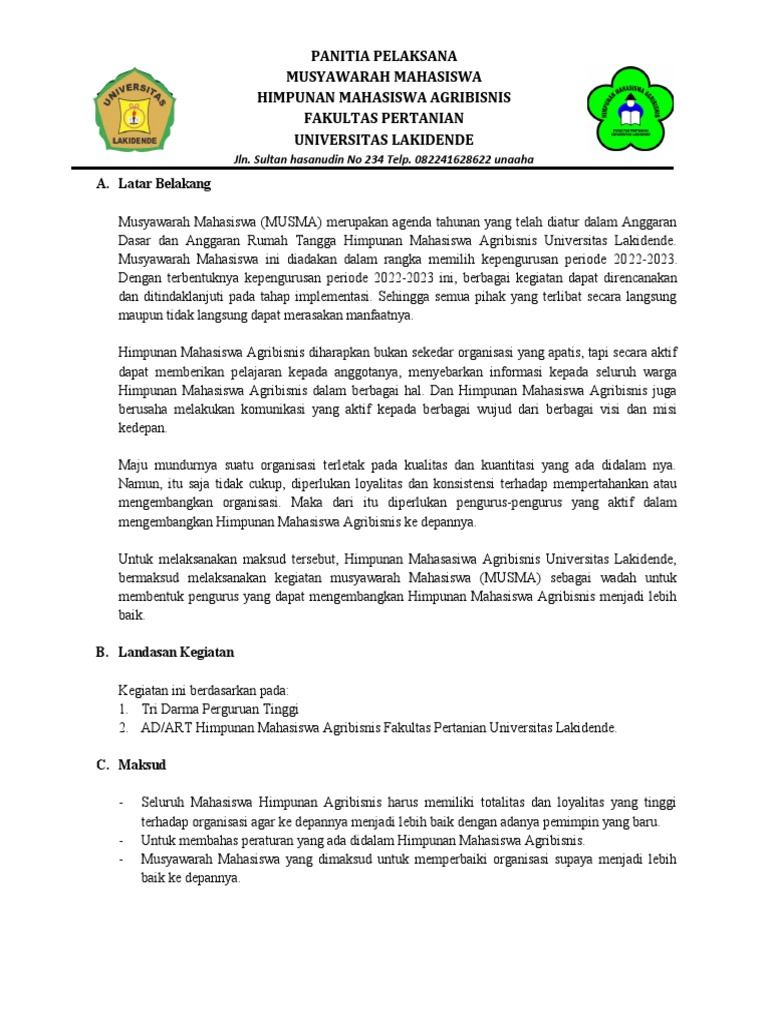 Proposal Musma X | PDF | Karier & Perkembangan | Perjalanan
