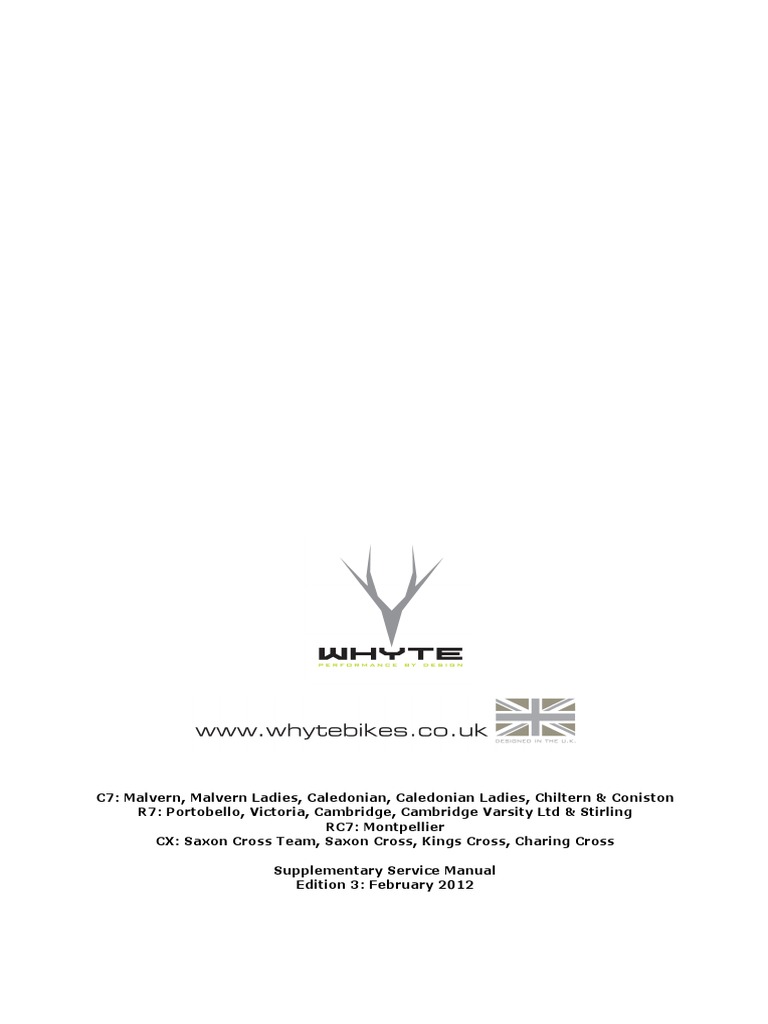 Whyte C7-R7-RC7-CX Supplementary Service Manual Edn3 (Full Page) | PDF