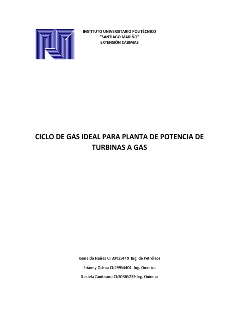 Ciclos de Gas para Turbinas a Gas | PDF | Gases | Turbina