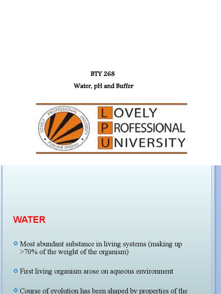 Water Ph And Buffer Pdf Chemical Polarity Ph