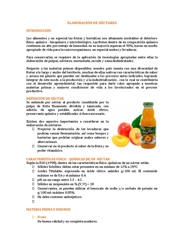 Elaboración de Néctares | PDF