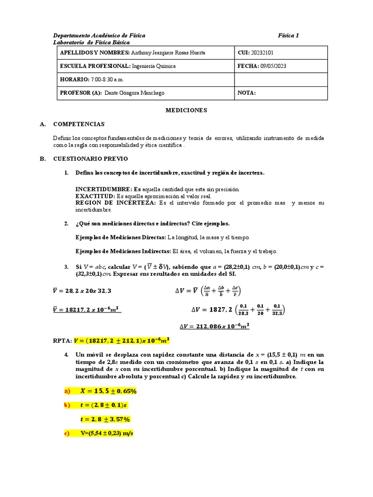 Guia 2 Mediciones | Descargar gratis PDF | Medición | Incertidumbre