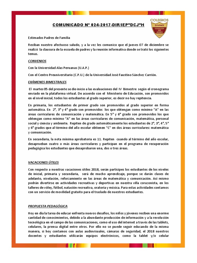 Comunicado Reunion Informativa | PDF