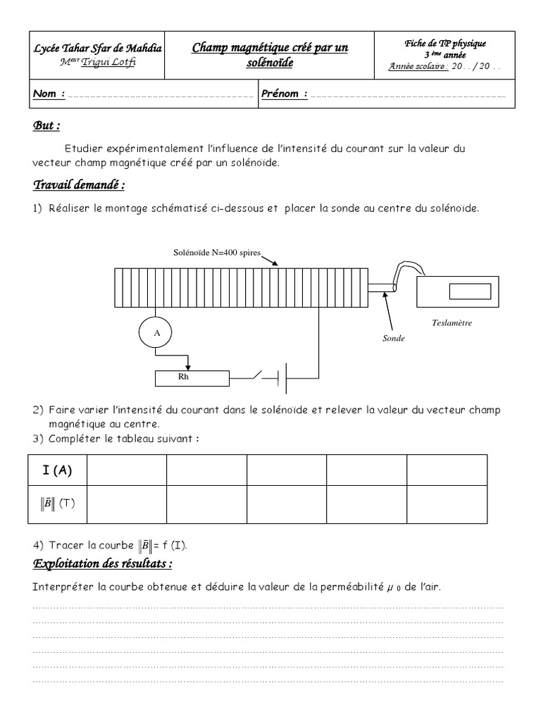 TP Champ Magnétique Dans Un Solénoide | PDF