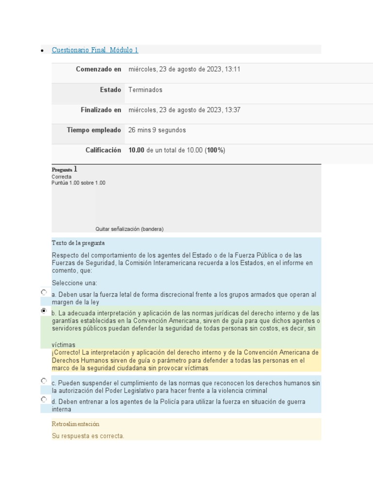 Cuestionario Final MODULO 1 | PDF