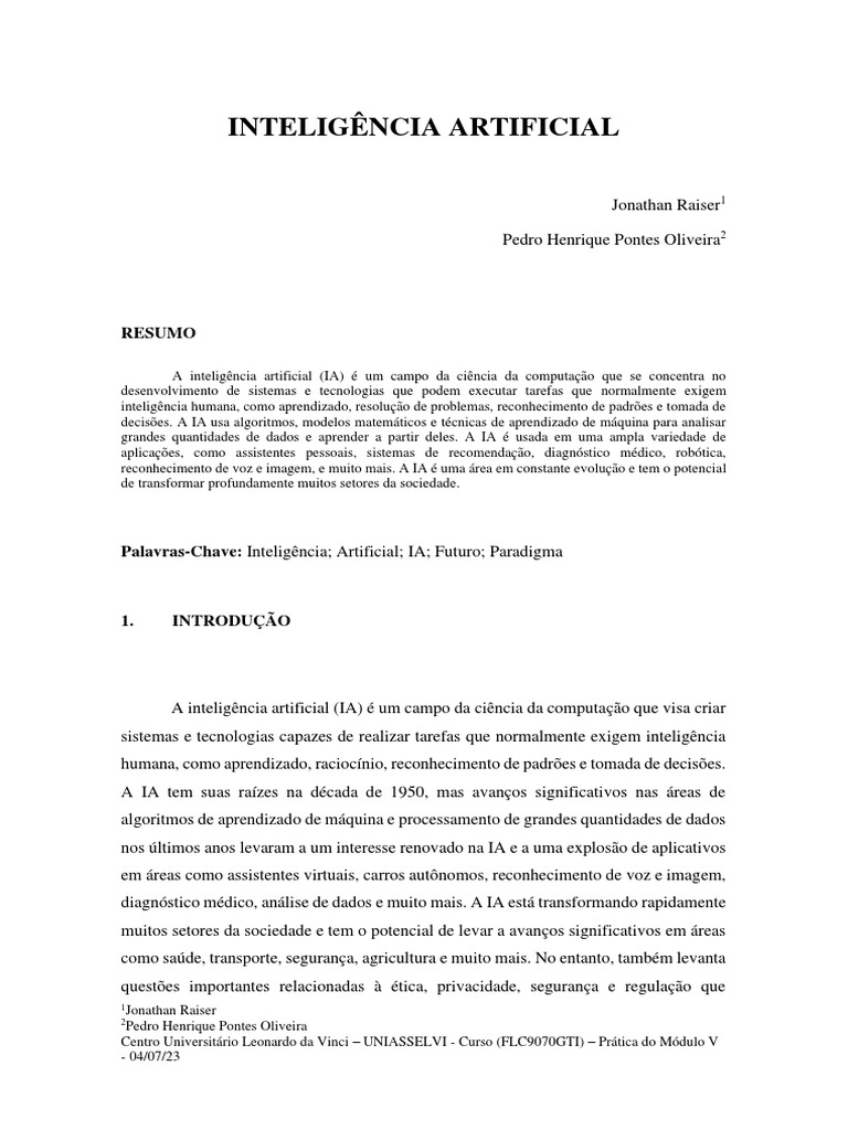 Inteligência Artificial | PDF