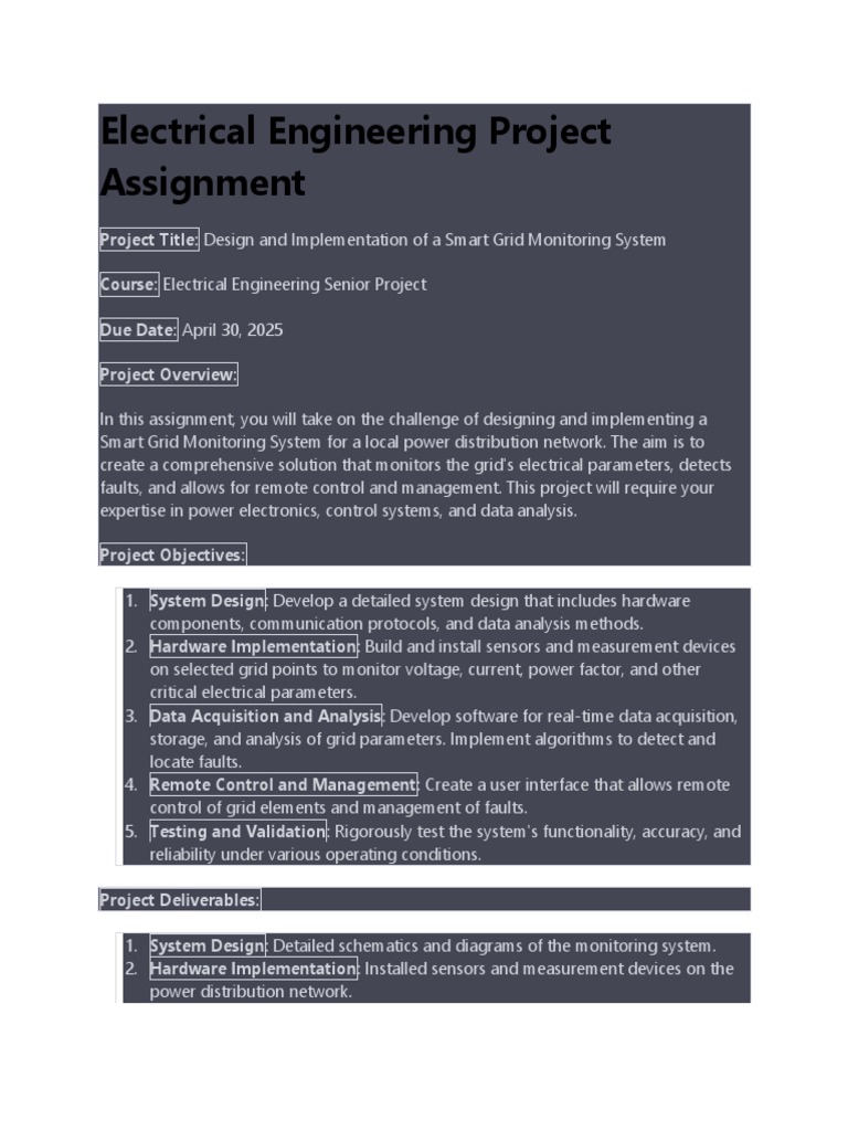 Electrical Engineering Project Assignment | Download Free PDF ...