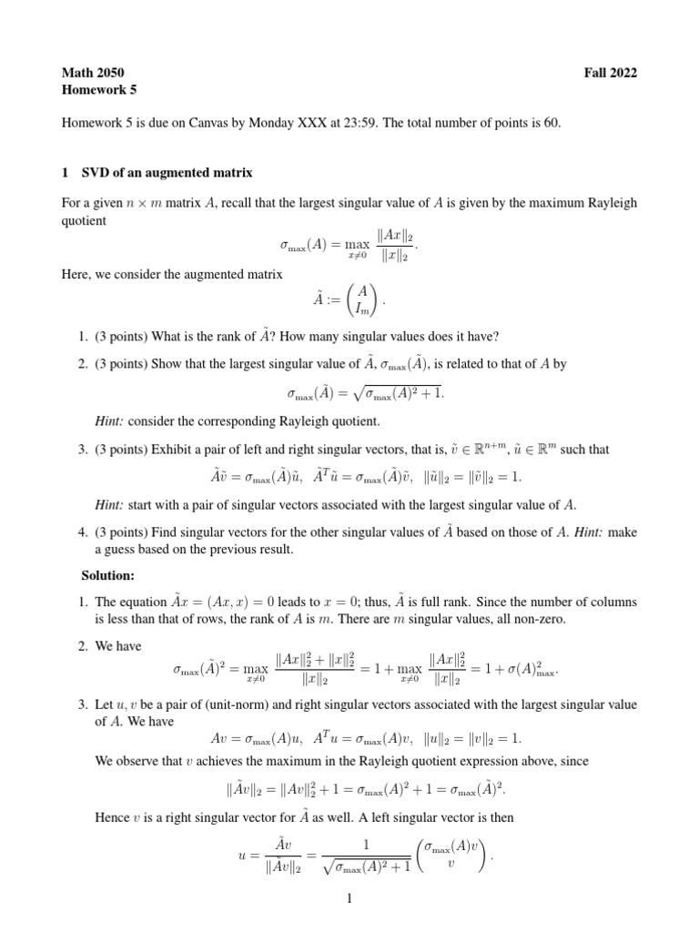 HW5 Solution | PDF | Matrix (Mathematics) | Mathematics