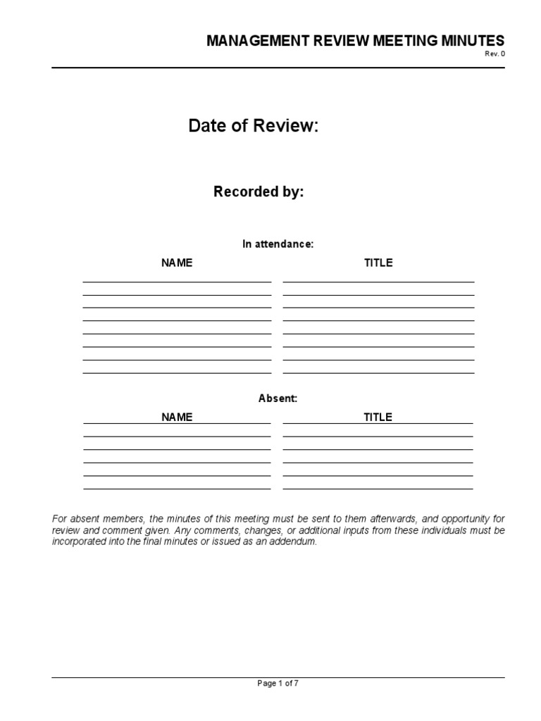 Management Review Plan. | PDF | Audit | Quality Management System