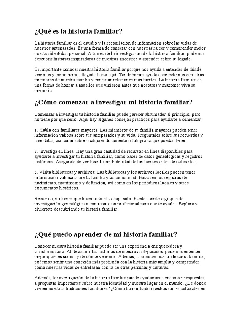 Introducción a la Historia Familiar | PDF | Genealogía