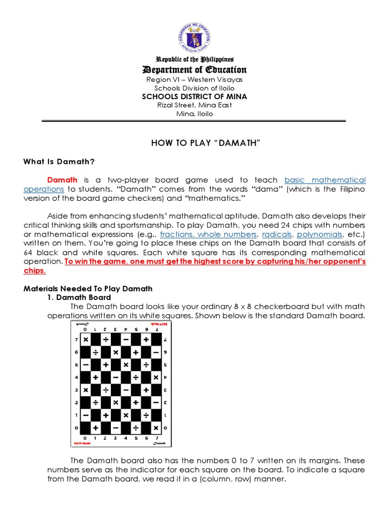 HOW TO PLAY DAMATH Final | PDF | Mathematics