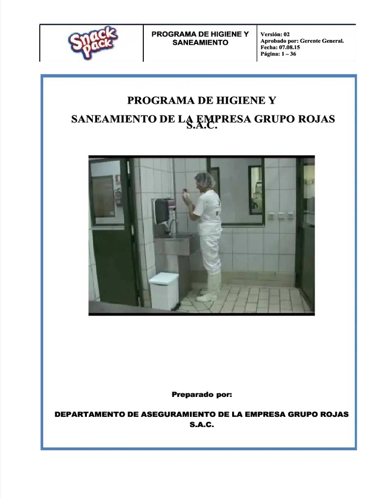 PDF Programa de Higiene y Saneamiento Ejemplo Compress | PDF