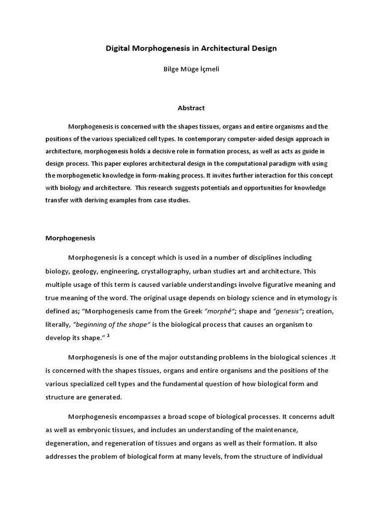 Digital Morphogenesis in Architectural D | PDF | Morphogenesis | Cell Growth