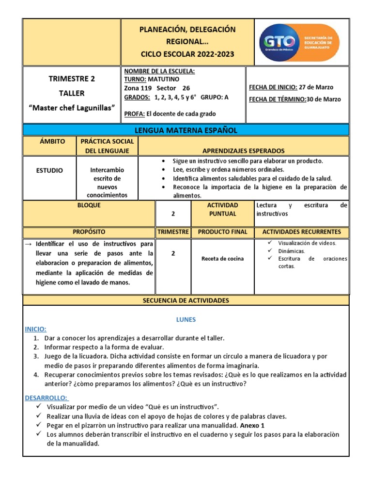 Proyecto Taller Master Chef | PDF