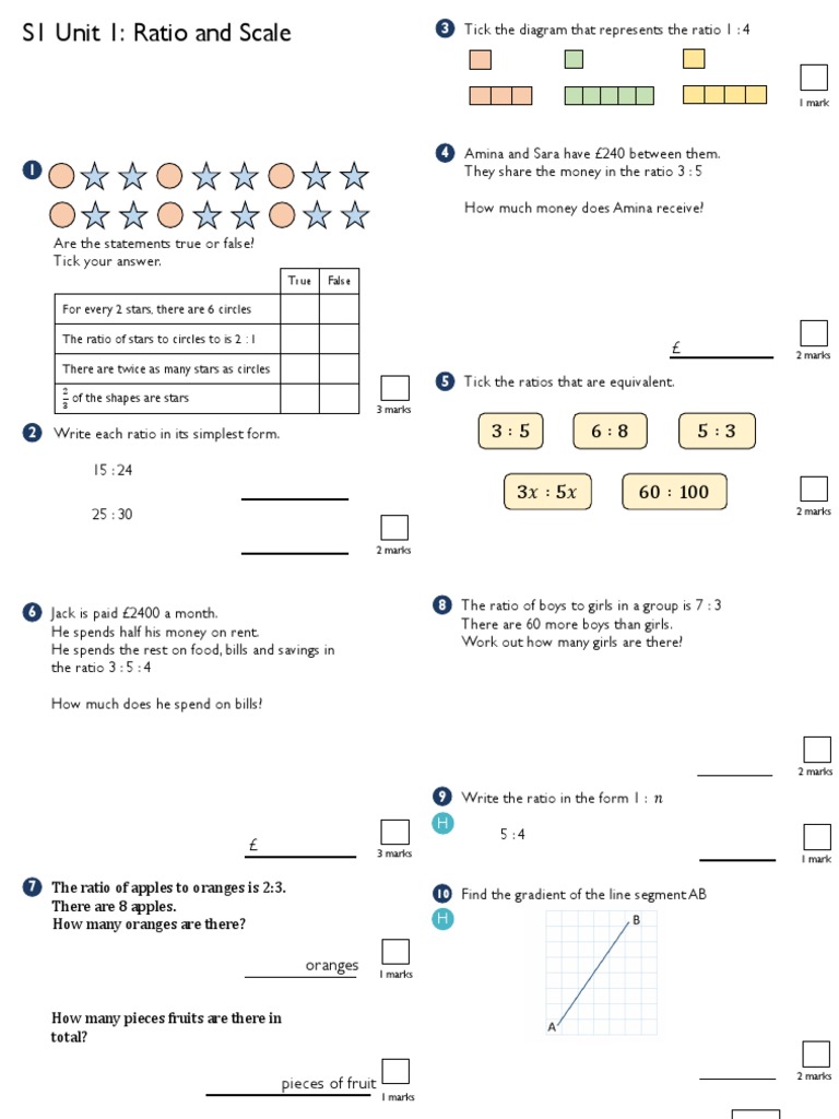 S1 Semester 1 Practice | PDF | Ratio | Elementary Mathematics