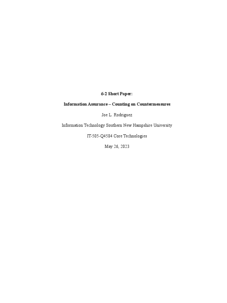 6-2 Short Paper Information Assurance | PDF | Computing | Information Technology