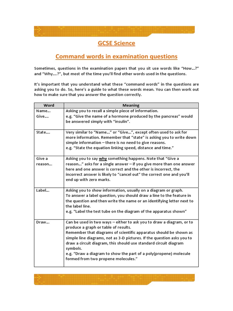 Command Words | PDF | Reason | Significant Figures