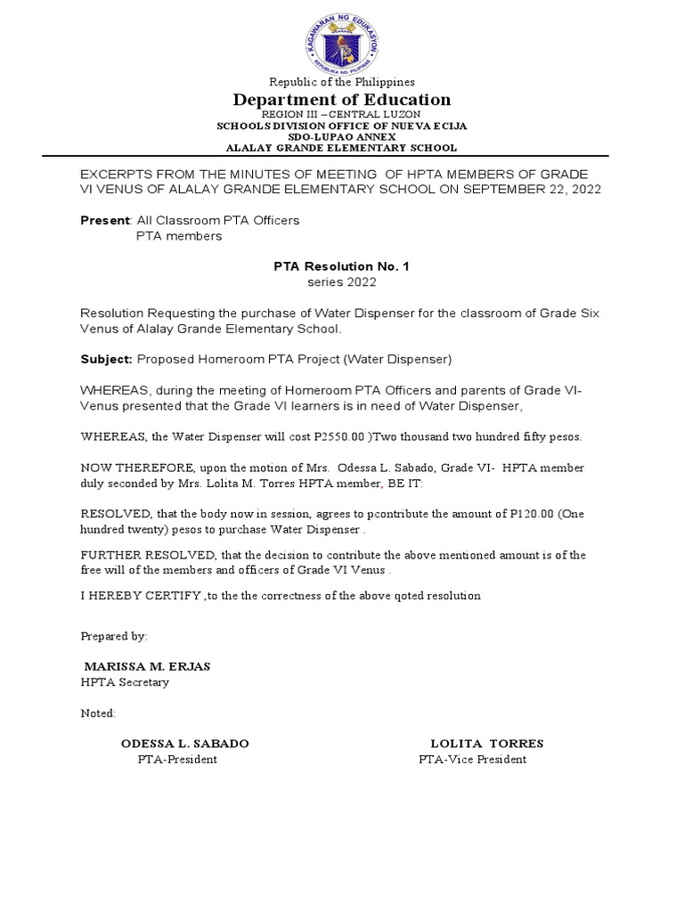 Printed Grade-Vi-Pta-Meeting-Minutes-Resolution-Attendace-Financila ...