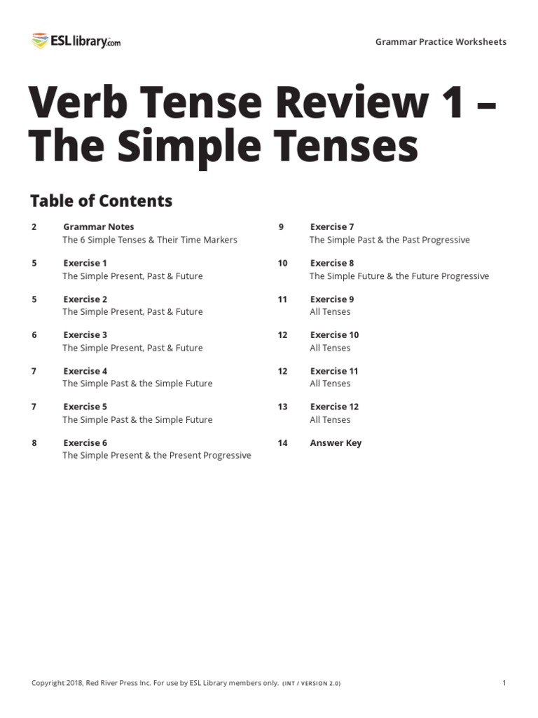 Simple Verb Tense Review | PDF