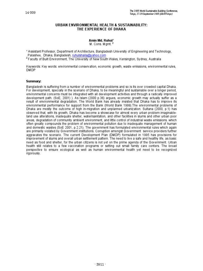 Urban Environmental Health & Sustainability | PDF | Air Pollution ...