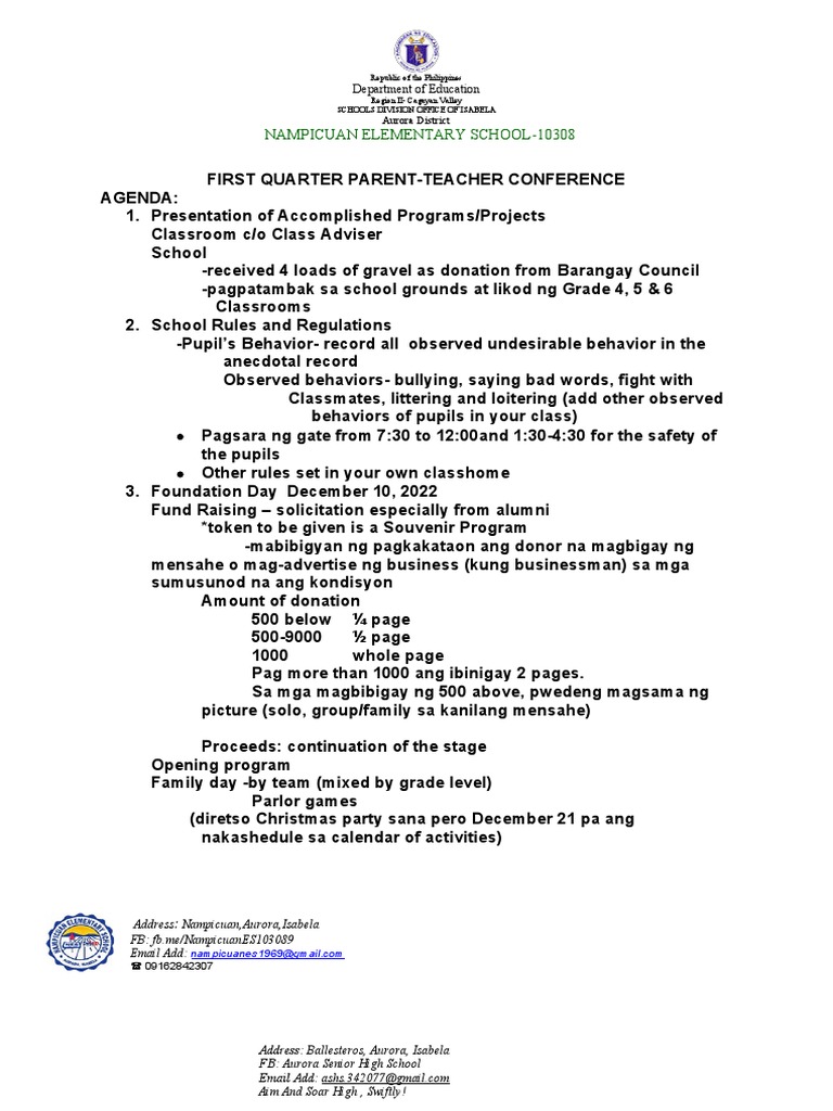 Agenda SPTA Meeting | PDF