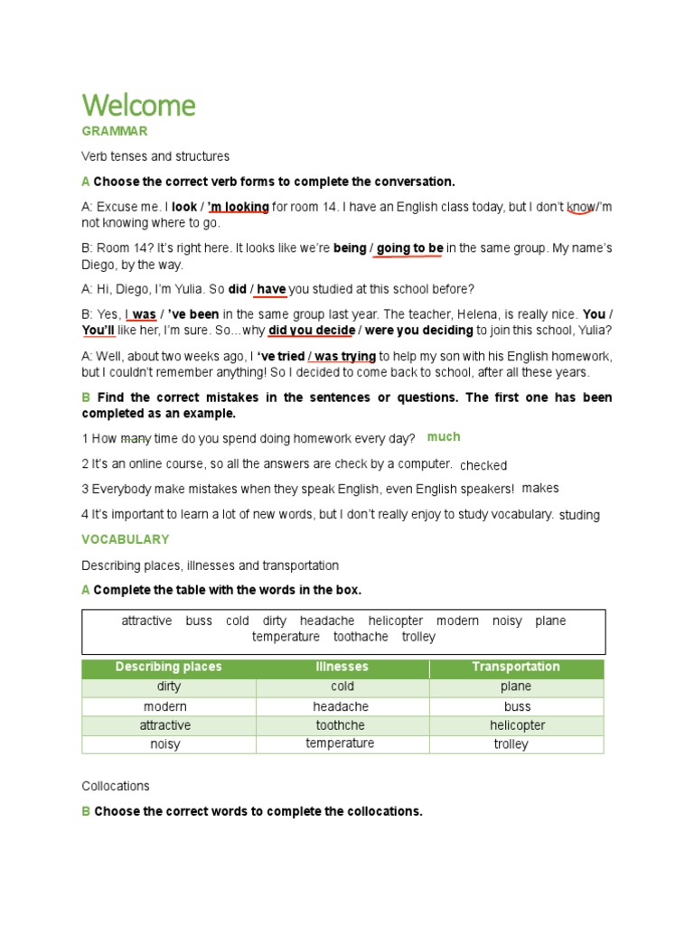 Welcome Worksheet | PDF