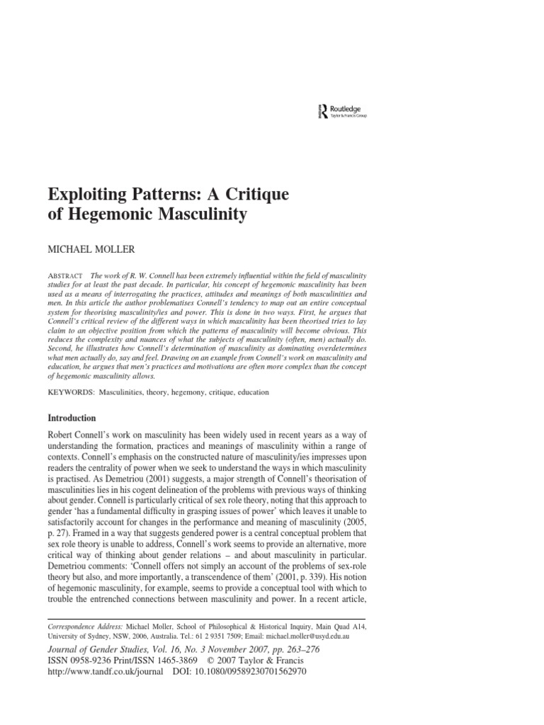 Exploiting Patterns: A Critique of Hegemonic Masculinity | PDF