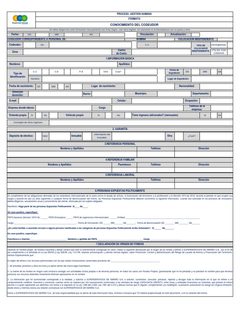 Formato Codeudor | PDF