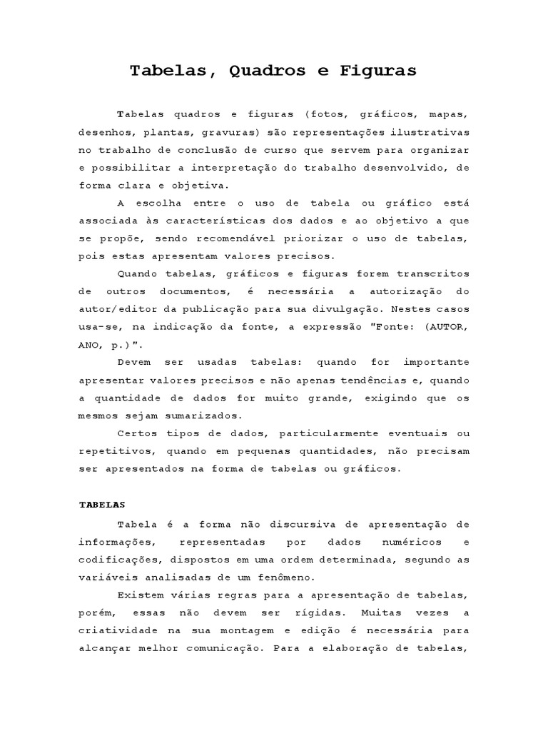 Tabelas - Quadros - Figuras | PDF | Dados | Caixa alta e caixa baixa
