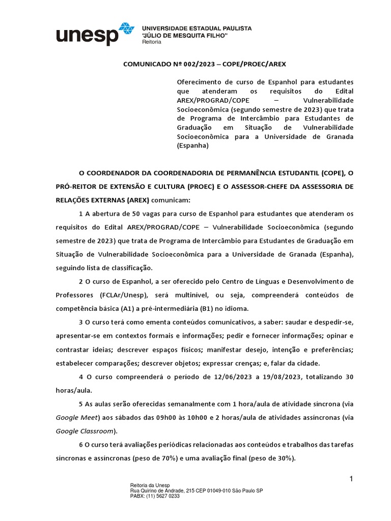 Comunicado 02 - 2023 | PDF