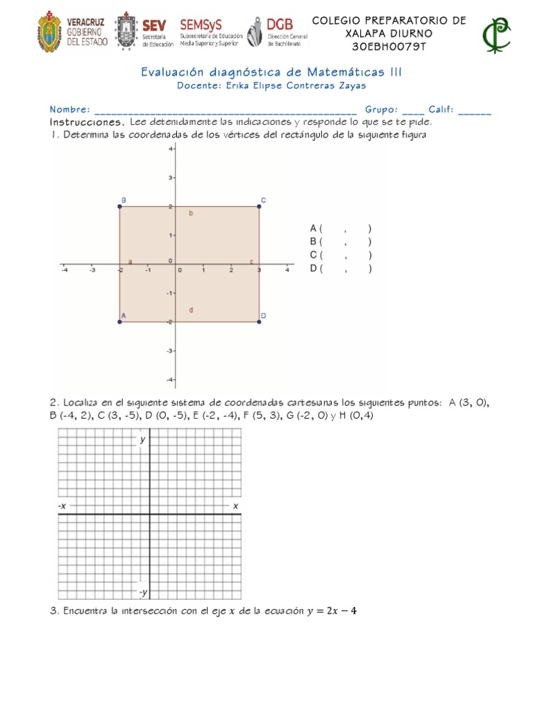 Evaluación Diagnóstica - Mate3 | PDF | Ecuaciones | Geometría euclidiana