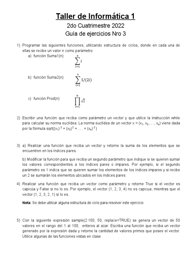 Taller de Informatica 1 - Practica 3 | PDF