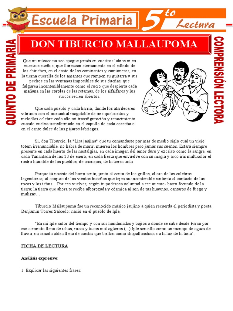 Don Tiburcio Mallaupoma para Quinto Grado de Primaria | PDF