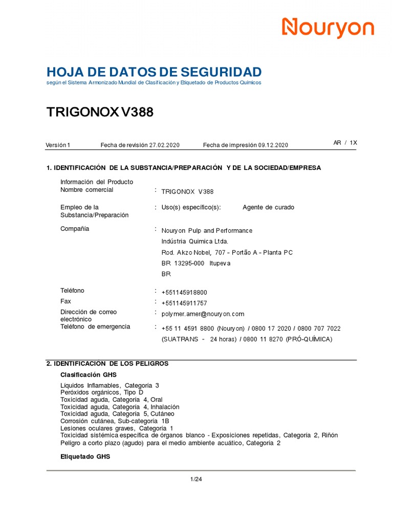MSDS - Trigonox V388 | PDF