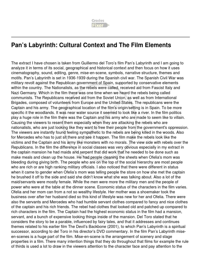 Pan's Labyrinth Cultural Context and The Film Elements | PDF | General ...