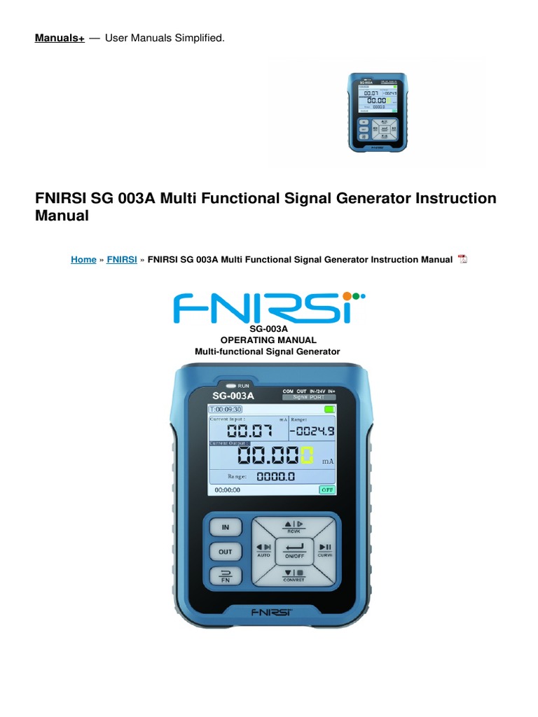 SG 003a Multi Functional Signal Generator Manual | PDF | Power Supply | Switch