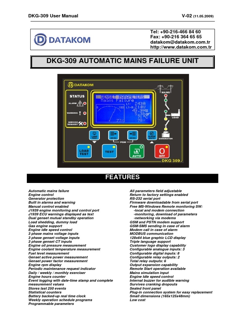 DKG 309 | PDF | Fuse (Electrical) | Mains Electricity