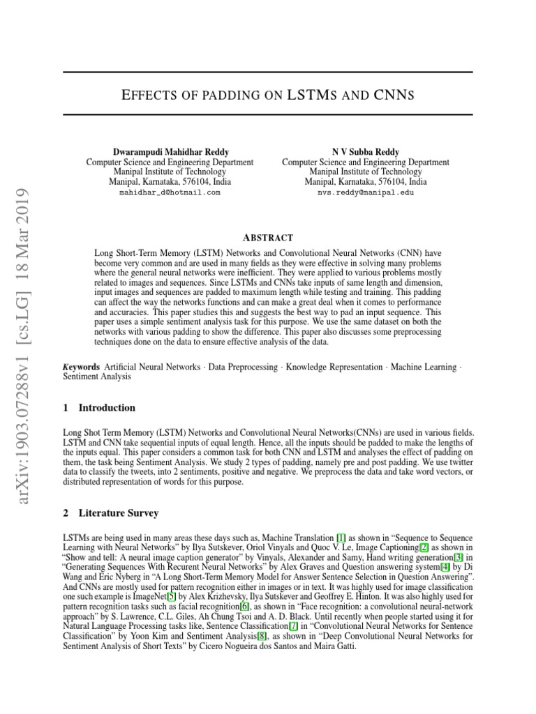 Effect of Padding On LSTM | PDF | Artificial Neural Network | Statistics