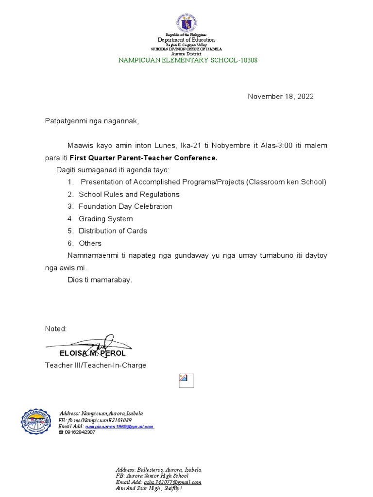 Letter To Parents SPTA Meeting | PDF | Social Institutions