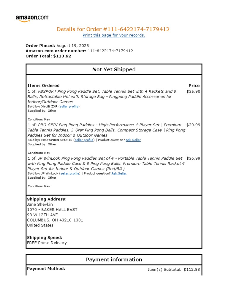 Ping Pong Receipt | Download Free PDF | Table Tennis | Ball Games