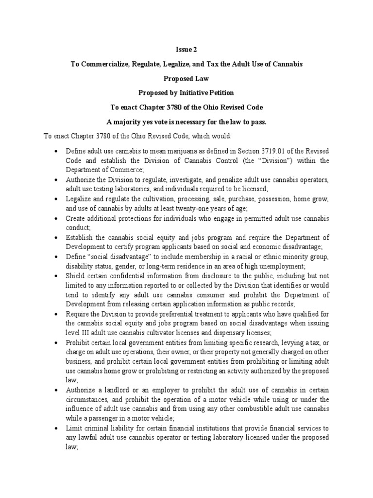 Cannabis Proposed Ballot Language | PDF | Taxes | Use Tax