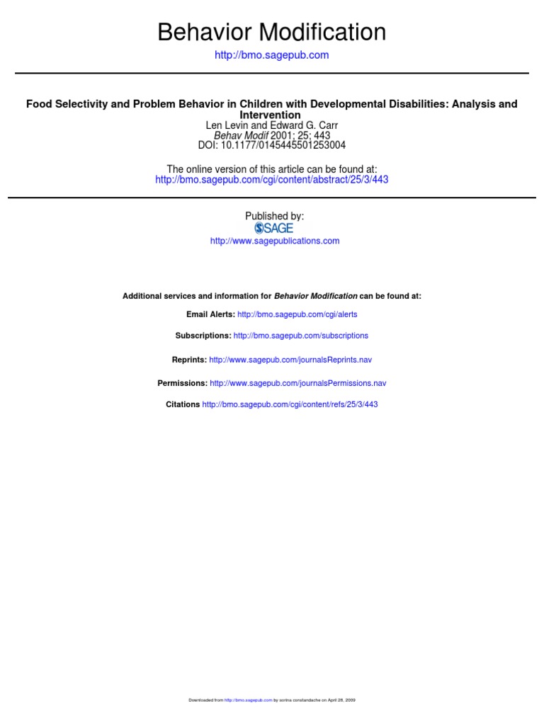 Food Selectivity and Problem Behavior in Children With Developmental ...