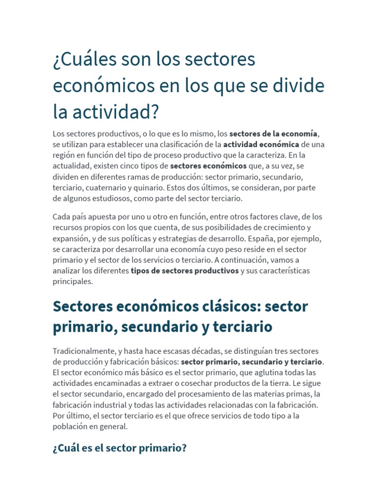 Cuáles Son Los Sectores Económicos en Los Que Se Divide La Actividad ...