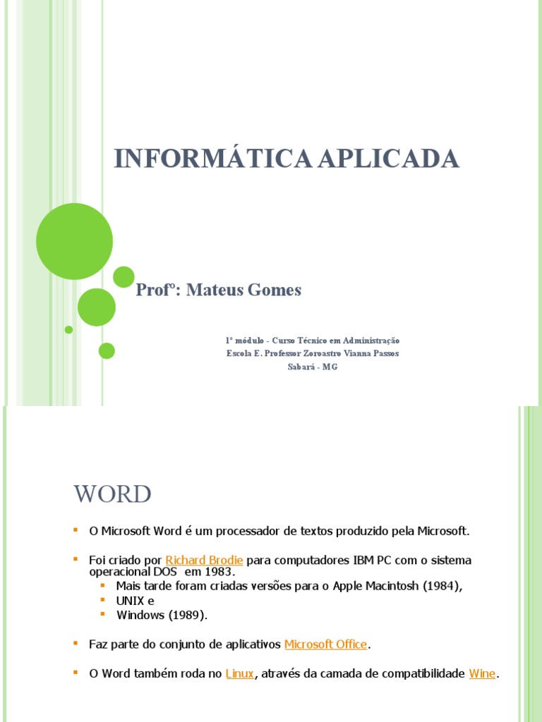 Informática Básica - Word | PDF | Microsoft | Microsoft Word